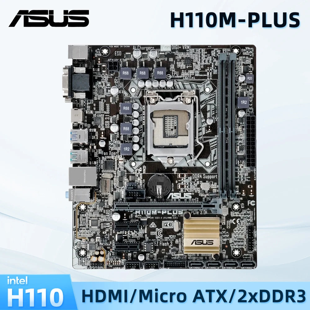 H110 Motherboard ASUS H110M-PLUS for Core i3 6100 7100 6300 7300 i5 64 – StoneTaskin