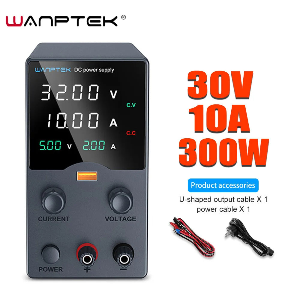StoneTaskin Wanptek DC Power Supply 30V 10A 5A Variable Bench Power Su
