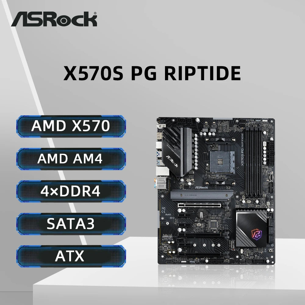 ASRock X570S PG RIPTIDE Motherboard Supports 3600X 5600G 5700X3D 5800x ...