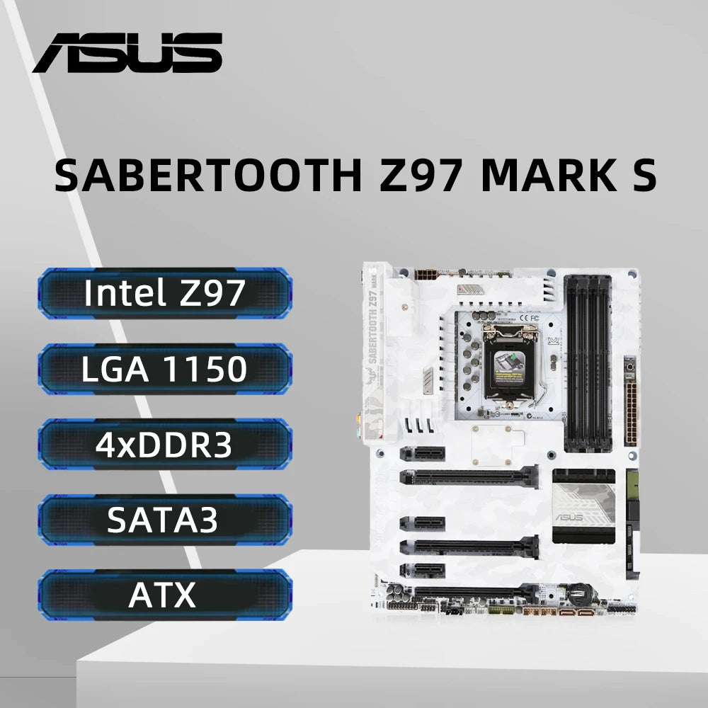 ASUS SABERTOOTH Z97 MARK S Motherboard LGA1150 Support i7-4790K i7-477 ...