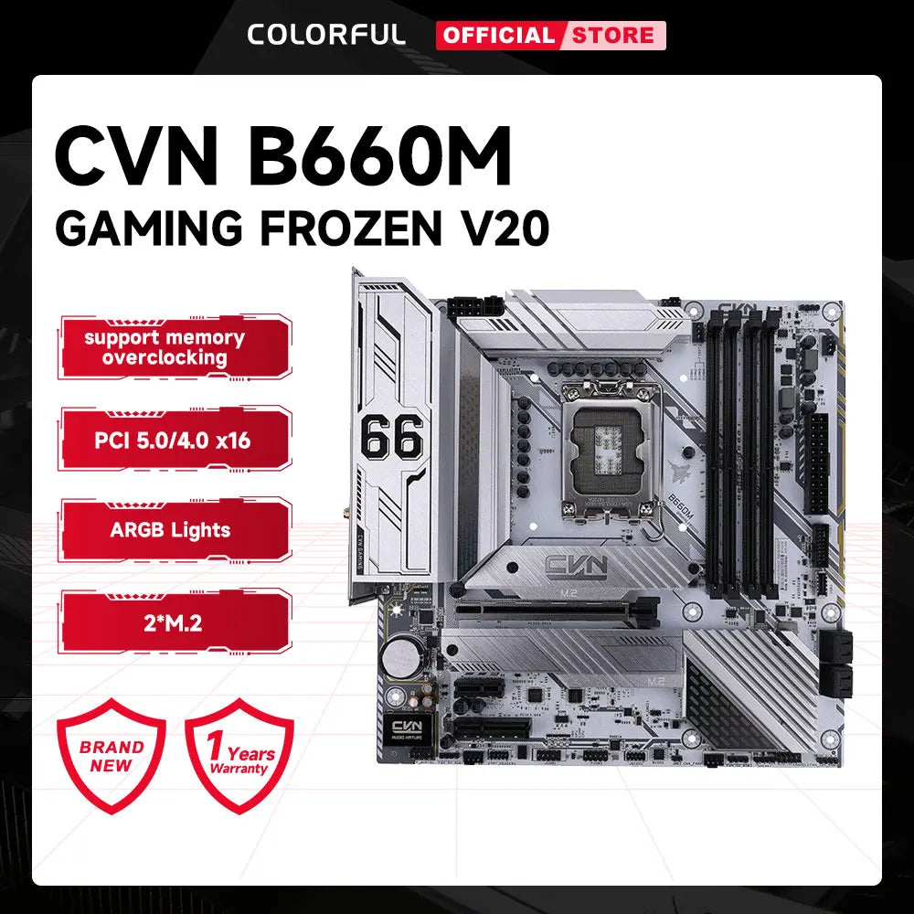 Colorful CVN B660M GAMING FROZEN V20 mATX Motherboard LGA 1700 12th Ge ...