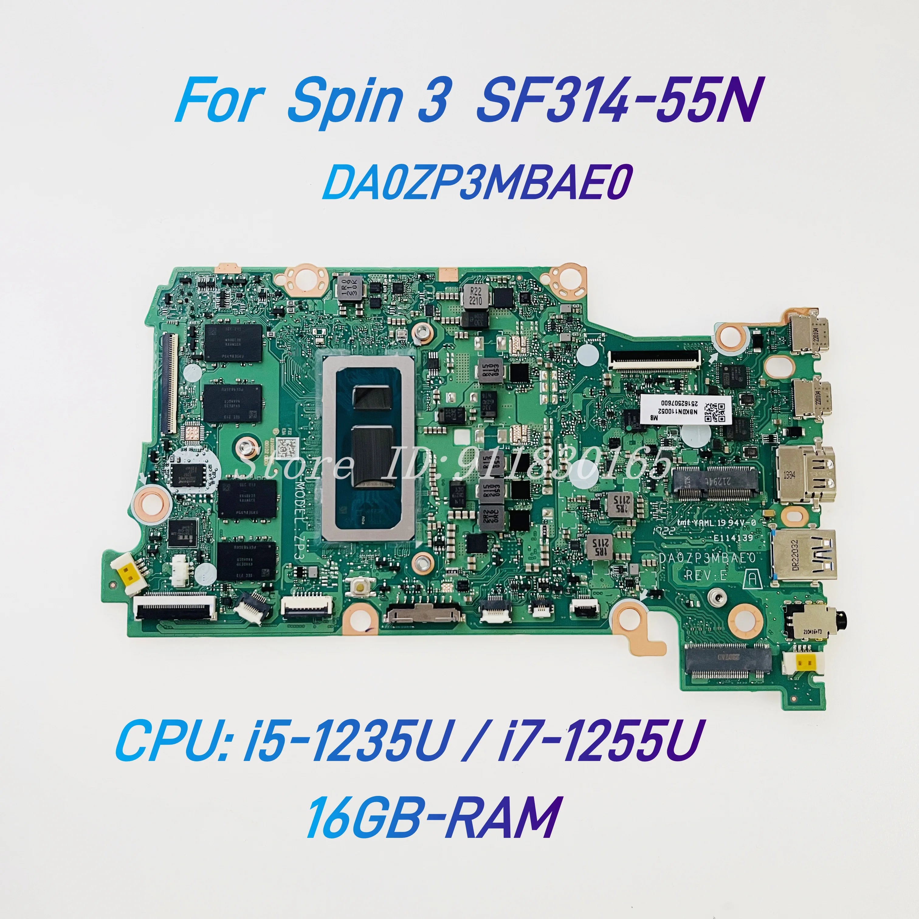 StoneTaskin DA0ZP3MBAE0 For Acer Spin 3 SP314-55N ZP3 Laptop Motherboa
