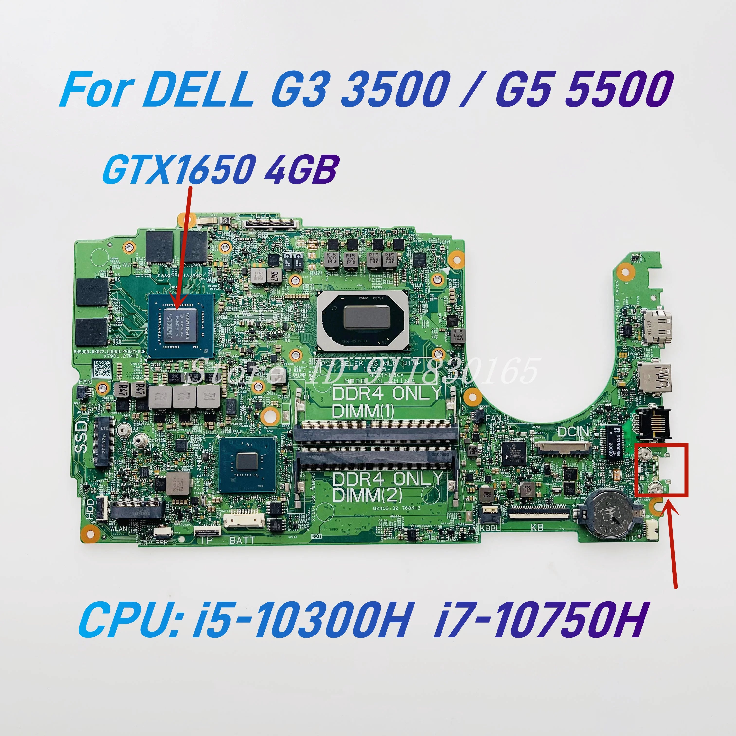 For DELL G3 3500 G5 5500 Laptop Motherboard 19795-1 CN-028HKV CN-0D1G6 ...