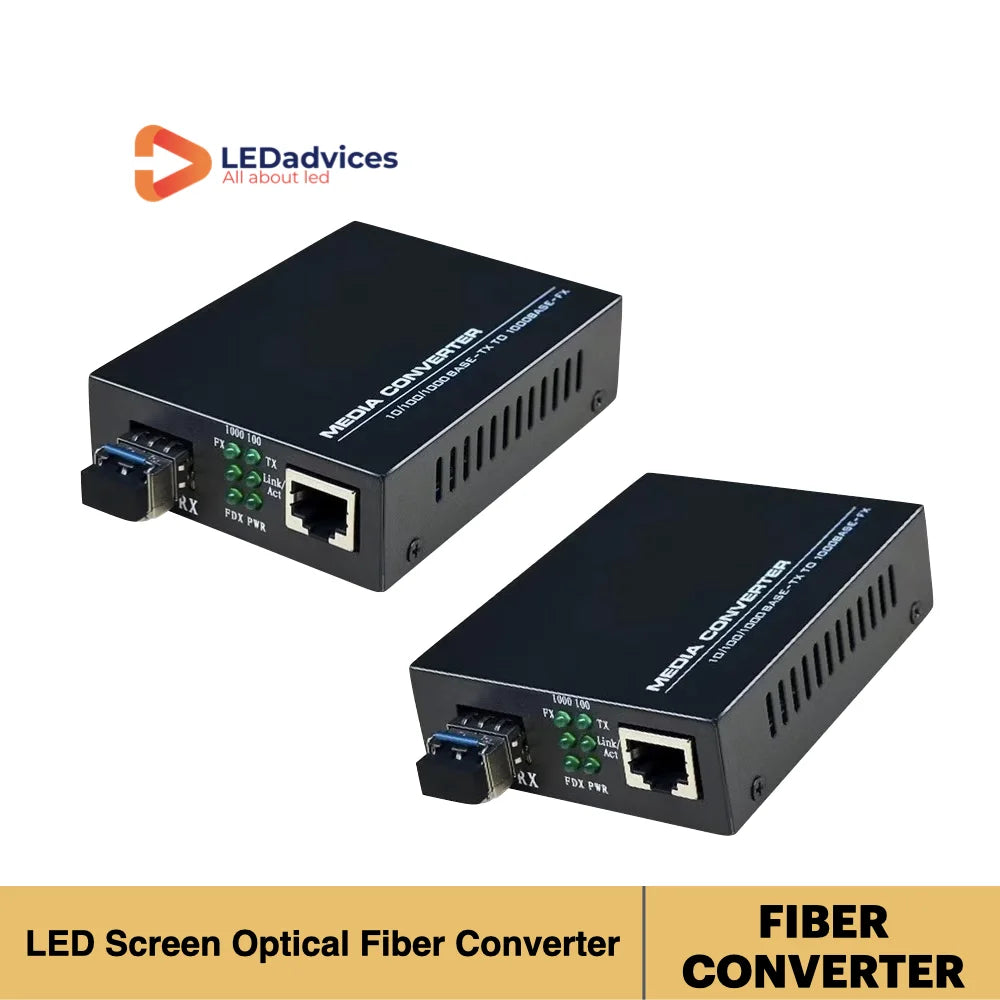 LED Screen Optical Fiber Converter Rack RJ45 to Fiber SFP Module LC-LC ...