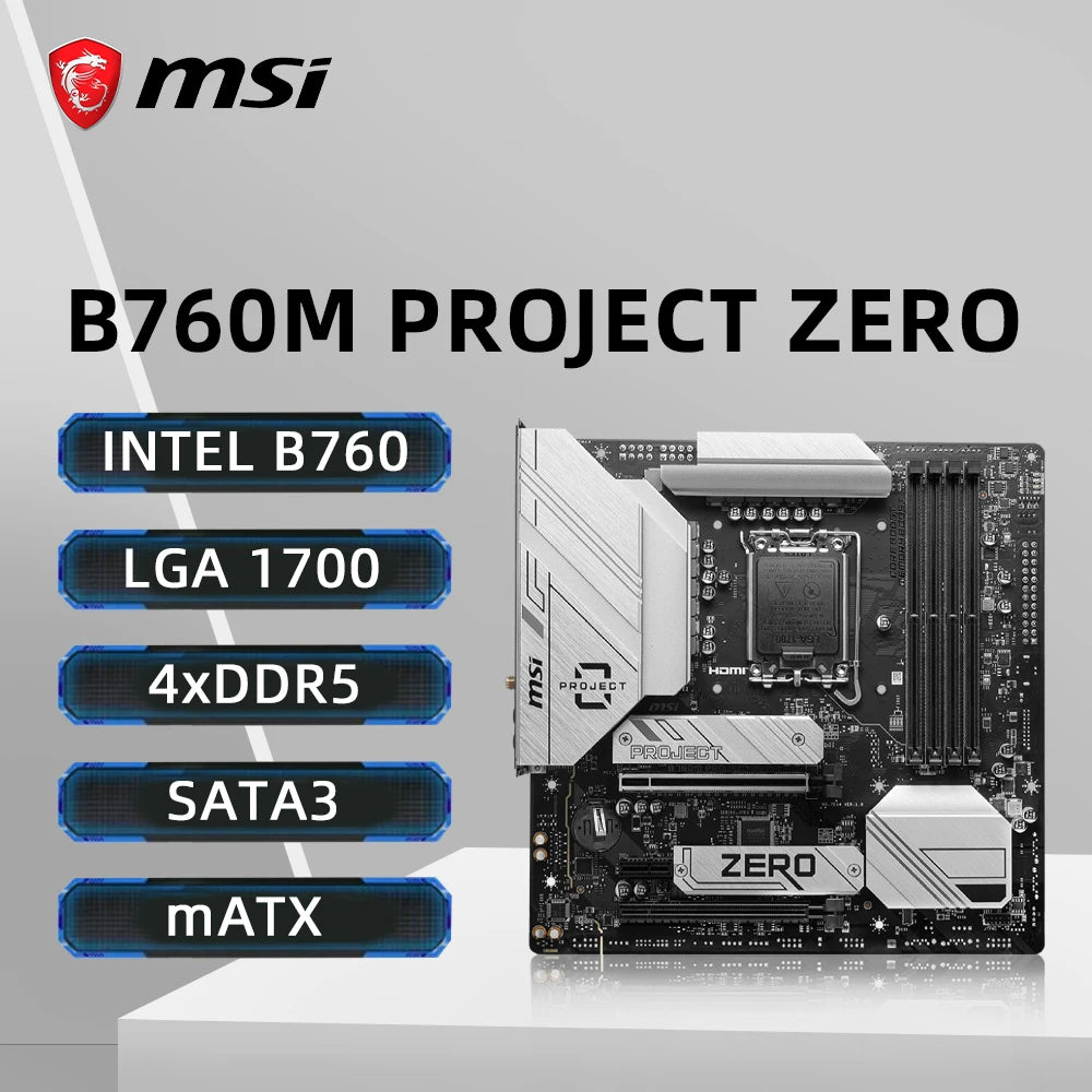MSI B760M PROJECT ZERO Motherboard Support i9-14900K i7-13700K i5-1240 ...