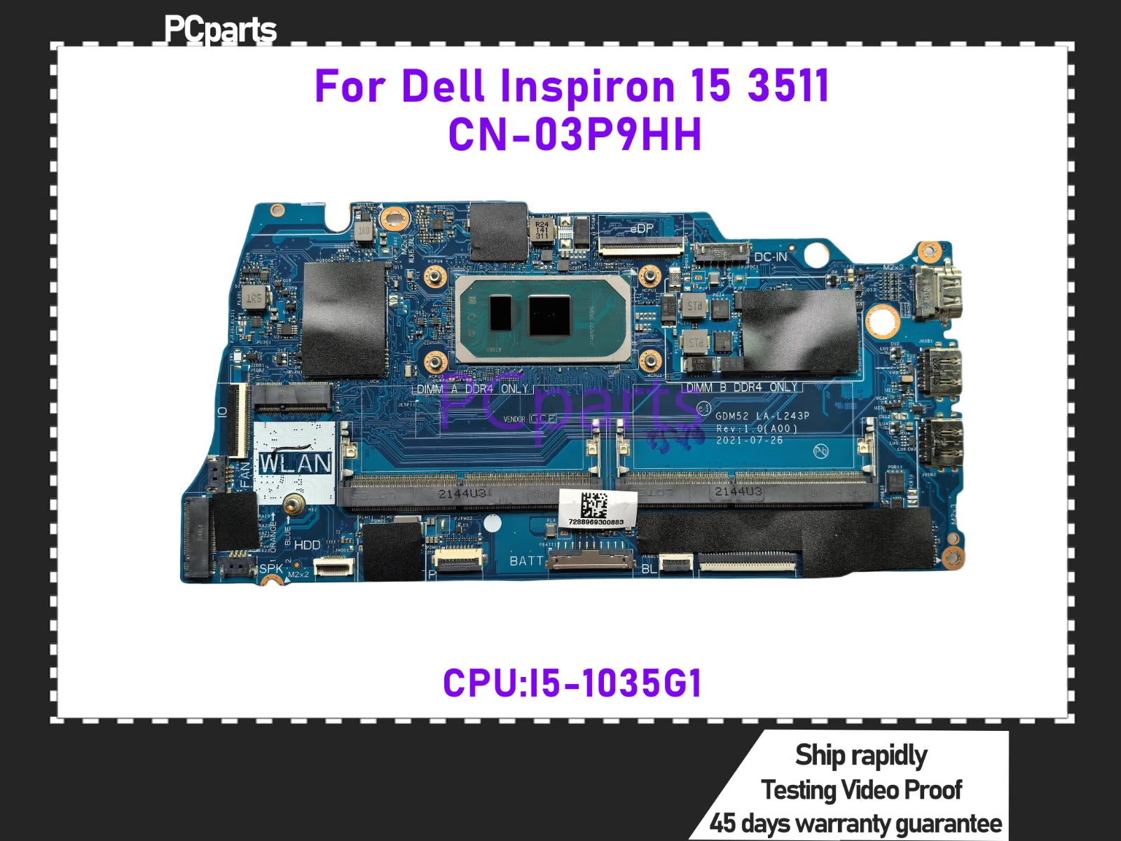 PCparts CN-03P9HH For Dell Inspiron 15 3511 Vostro 15 3510 Laptop ...