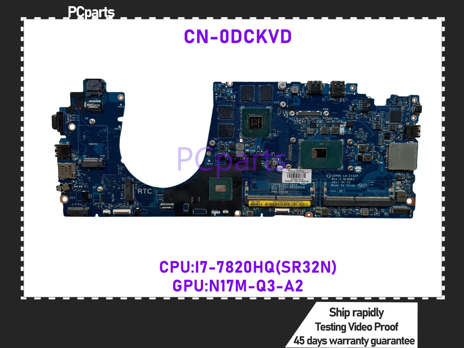 PCparts CN-0DCKVD For DELL Precision 3520 Laptop Motherboard CDP80 LA ...