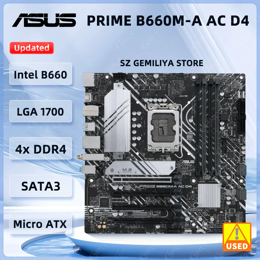 StoneTaskin ASUS PRIME B660M-A AC D4 Motherboard Intel B660 LGA 1700 D