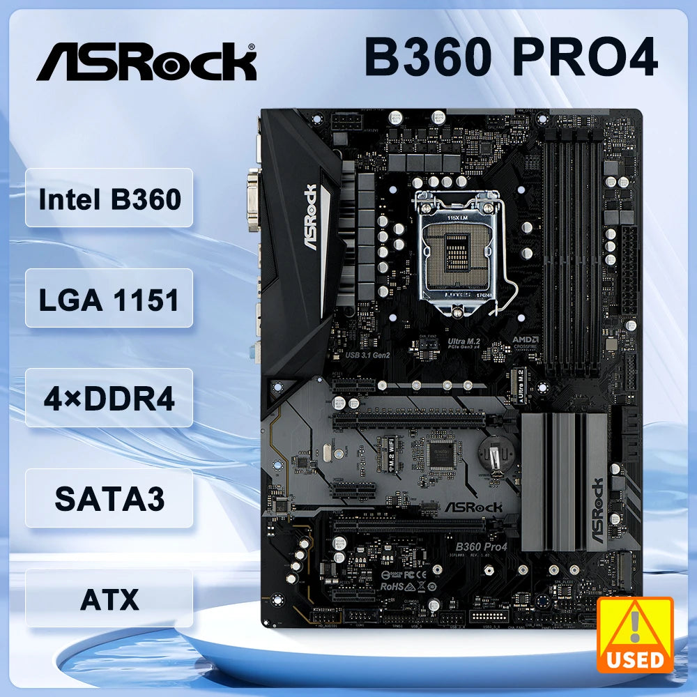 ASRock B360 Pro4 Motherboard LGA 1151 Intel B360 DDR4 64G support i7-9 ...