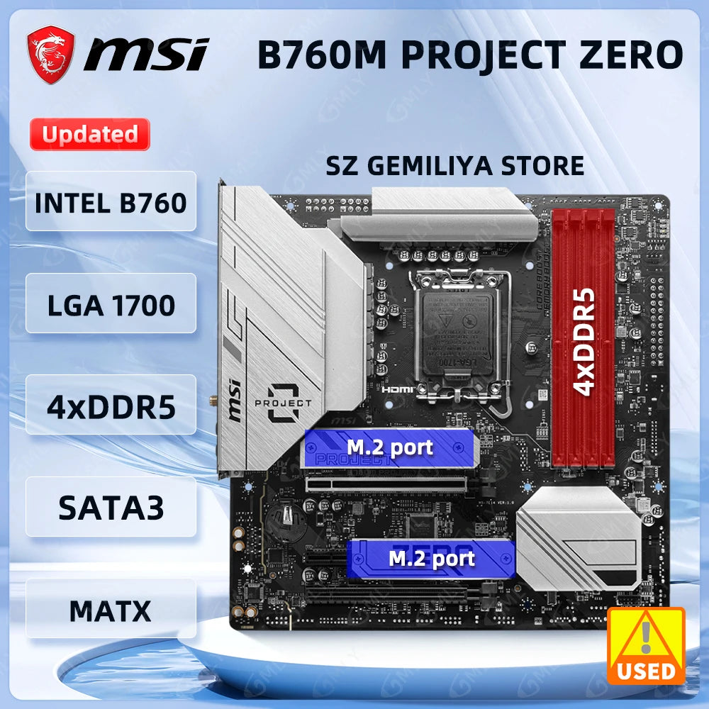 MSI B760M PROJECT ZERO Motherboard DDR5 LGA1700 B760 Mainboar HDMI M.2 ...