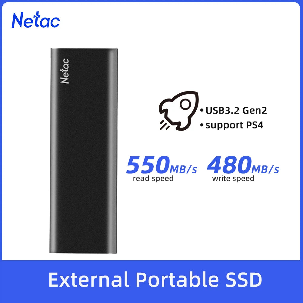 Netac External Portable SSD 250GB 500GB 1TB 2TB SSD Solid Hard Drive E ...