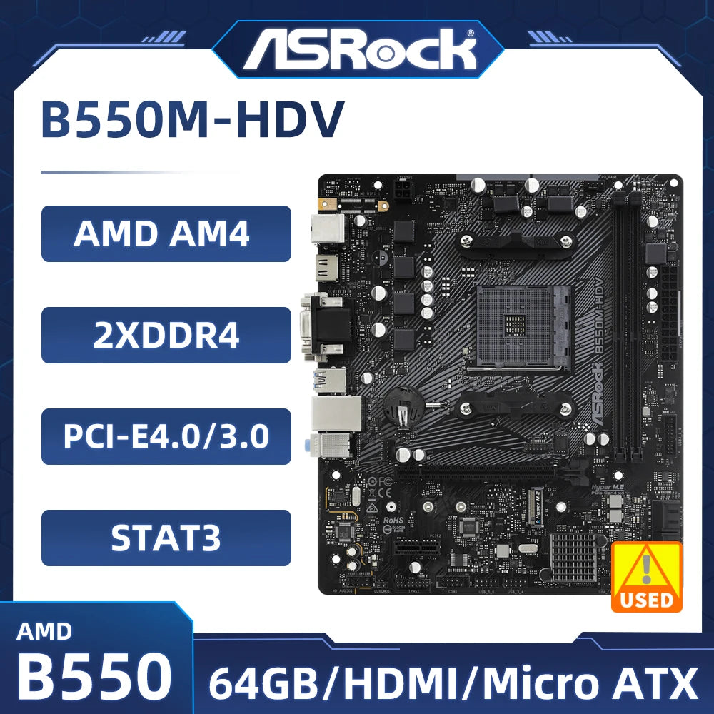 ASRock B550M-HDV Motherboard AM4 B550 motherboard PCIe 4.0 DDR4 4733MH ...