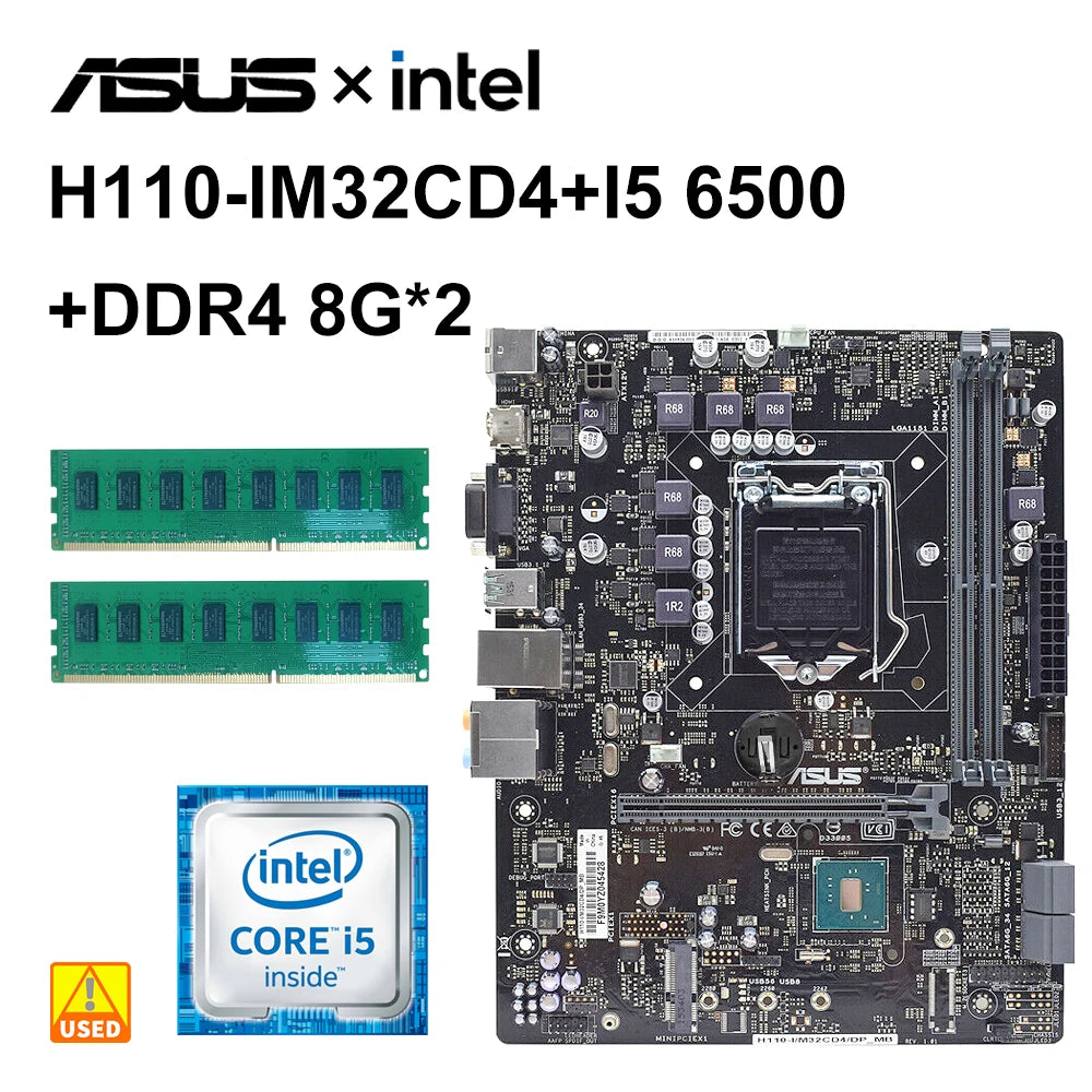 StoneTaskin For ASUS H110-I/M32CD4 Motherboard +i5 6500 +DDR4 8G*2 RAM