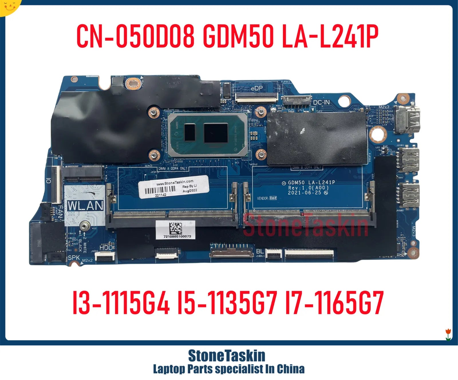 StoneTaskin GDM50 LA-L241P For Dell Inspiron 15 3511 Vostro 15 3510 La