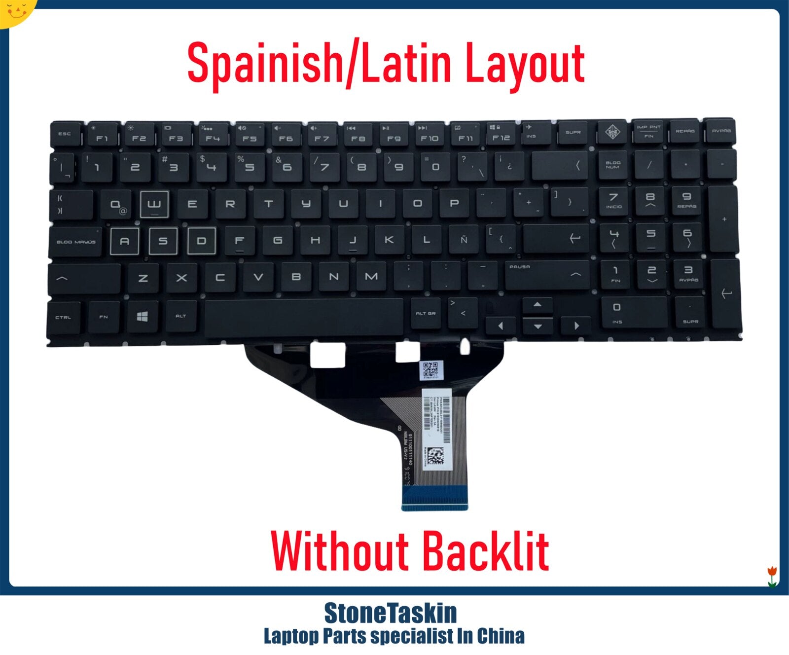 StoneTaskin Spainish Layout Keyboard for HP Omen 15-DC 15-DH TPN-C144