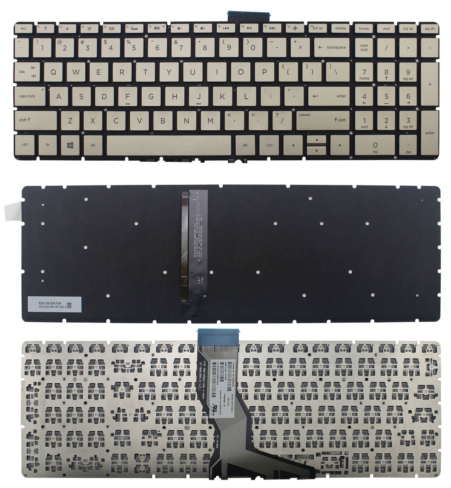 StoneTaskin Original Gold US Backlit Keyboard For HP 15-dy2000 15g-bx0