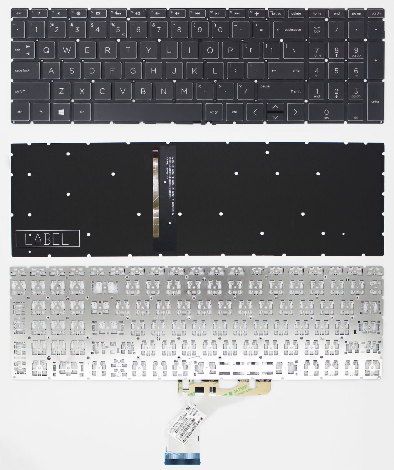 StoneTaskin Original Black Backlit US-Intl Keyboard For HP 15s-dr3000