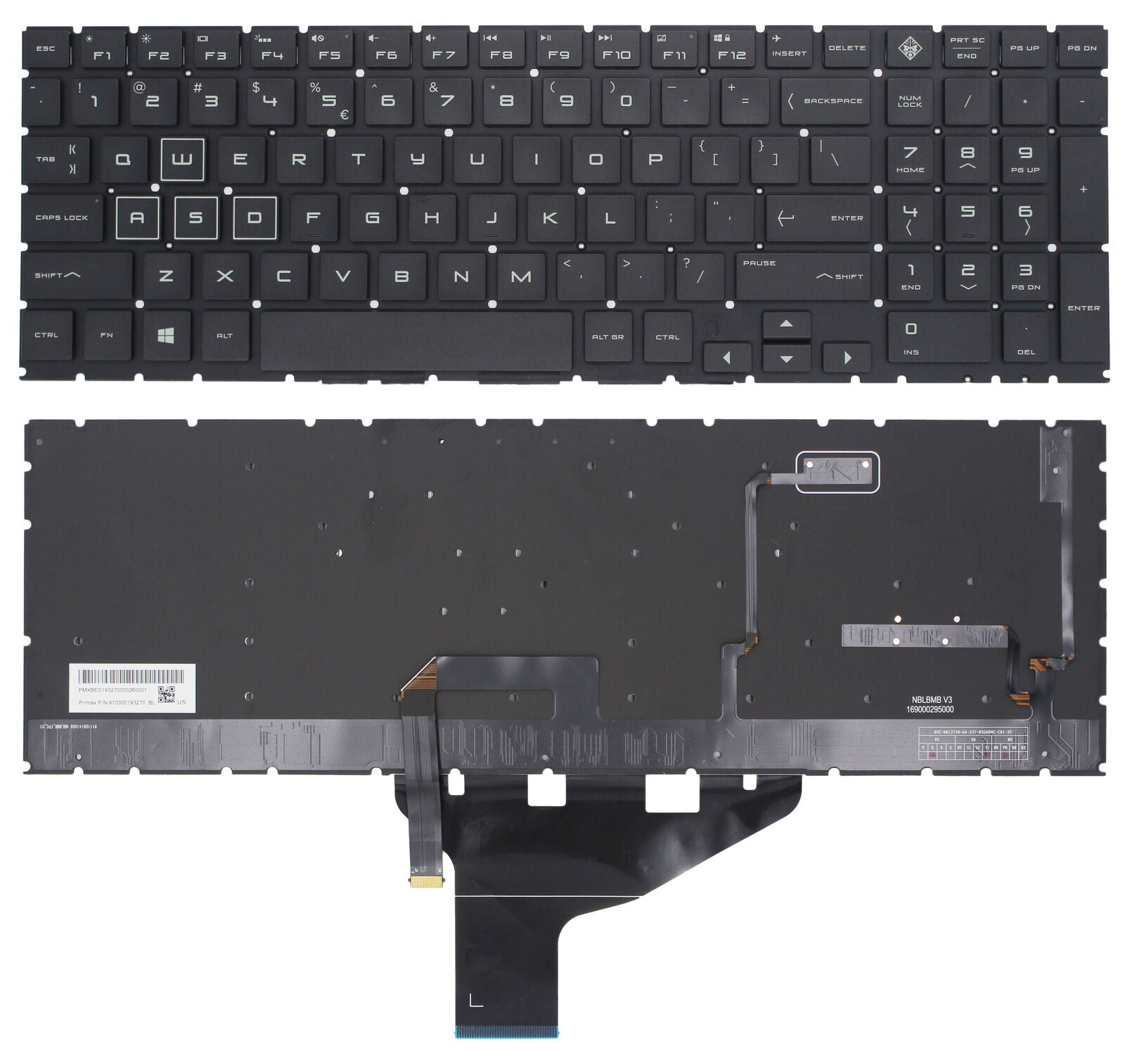 StoneTaskin Original Black US RGB Backlit Keyboard For HP OMEN 15t-dc0