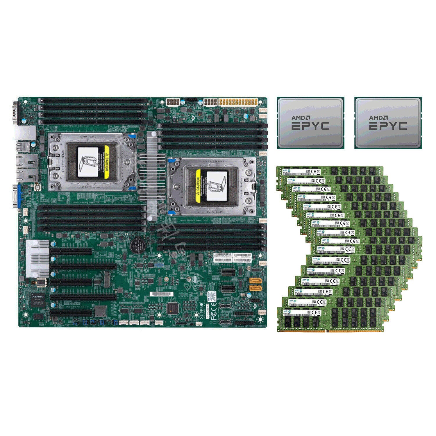 StoneTaskin Original Supermicro H11DSi Motherboard +2x AMD EPYC 7K62 4