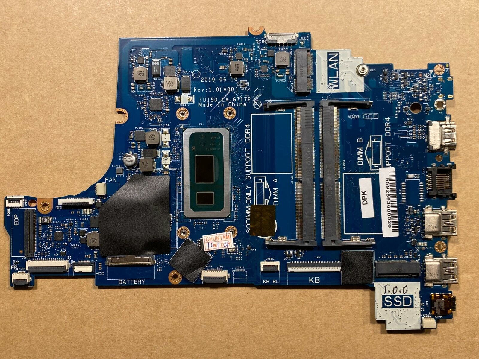 StoneTaskin Original Refurbished Dell Inspiron 5594 Vostro 3590 Mother